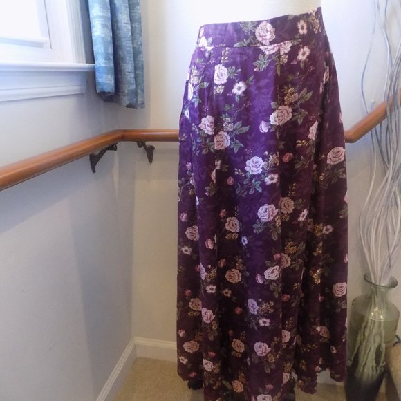Koret | Skirts | Last Call Koret Vintage Maroon Floral Long Skirt Plus ...
